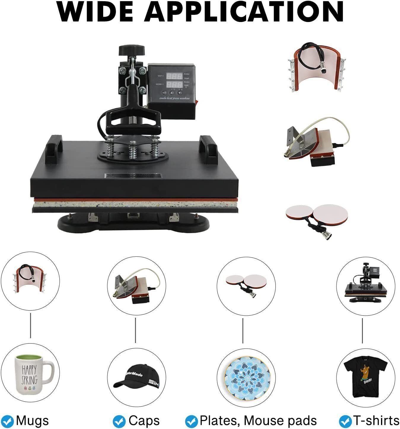 Heat Press 5 in 1 Machine, 29x38cm Large Sublimation Printer